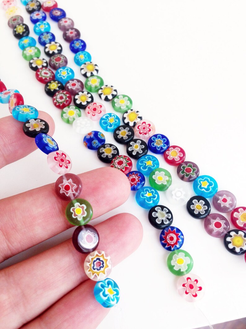 Millefiori Flat Glass Beads 10mm Evil Eye Beads Flat Round - Etsy