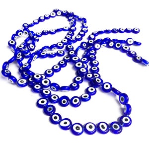 150 Pcs Blue Evil Eye Beads, Wholesale 10mm Glass Evil Eye Beads, Flat ...
