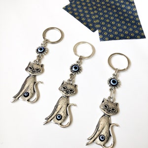 Evil Eye Keychain, Cat Keychain, Evil Eye Cat Key Chain, Good Luck ...