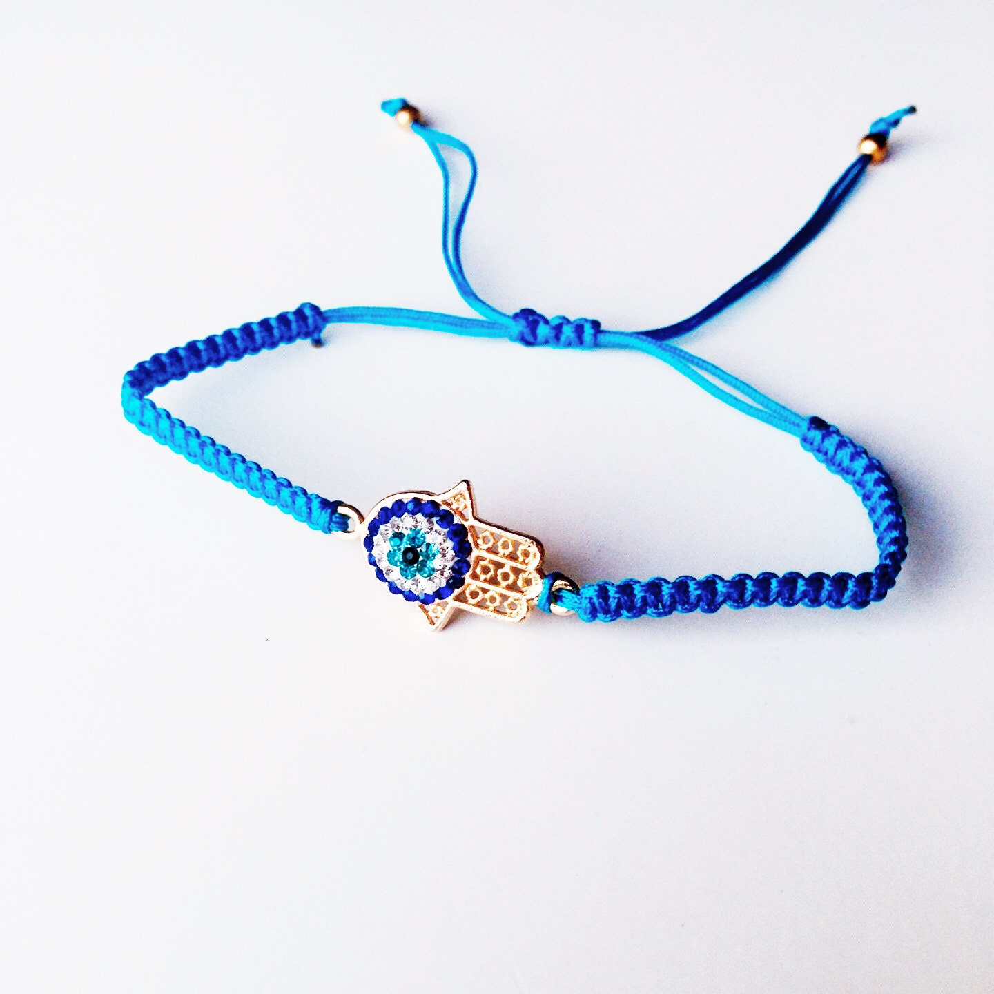 Mal de ojo pulsera de mano de hamsa pulsera de macrame - Etsy España