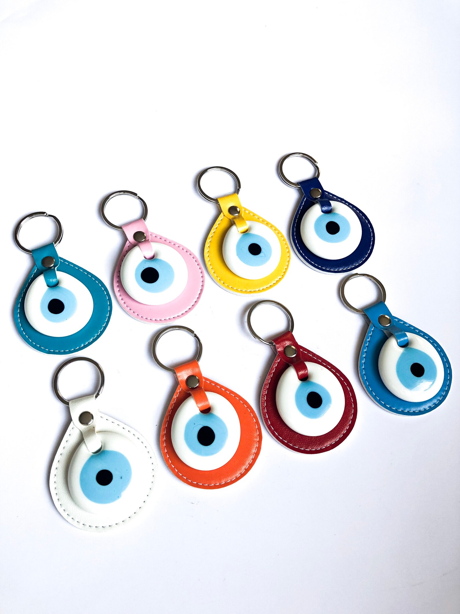 Evil Eye Keychain Leather Keychain for Women Colorful | Etsy