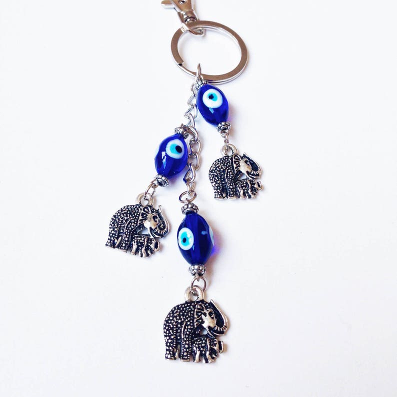 Lucky Evil Eye Beads Evil Eye Keychain Elephant Keychain | Etsy