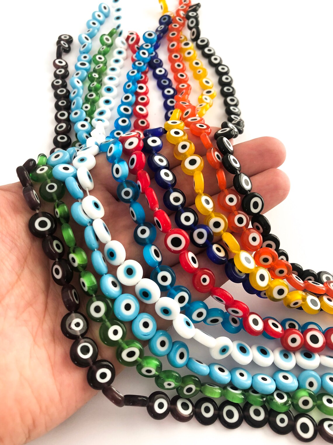 Evil Eye Beads 10mm for Necklace Bracelet Flat Evil Eye - Etsy