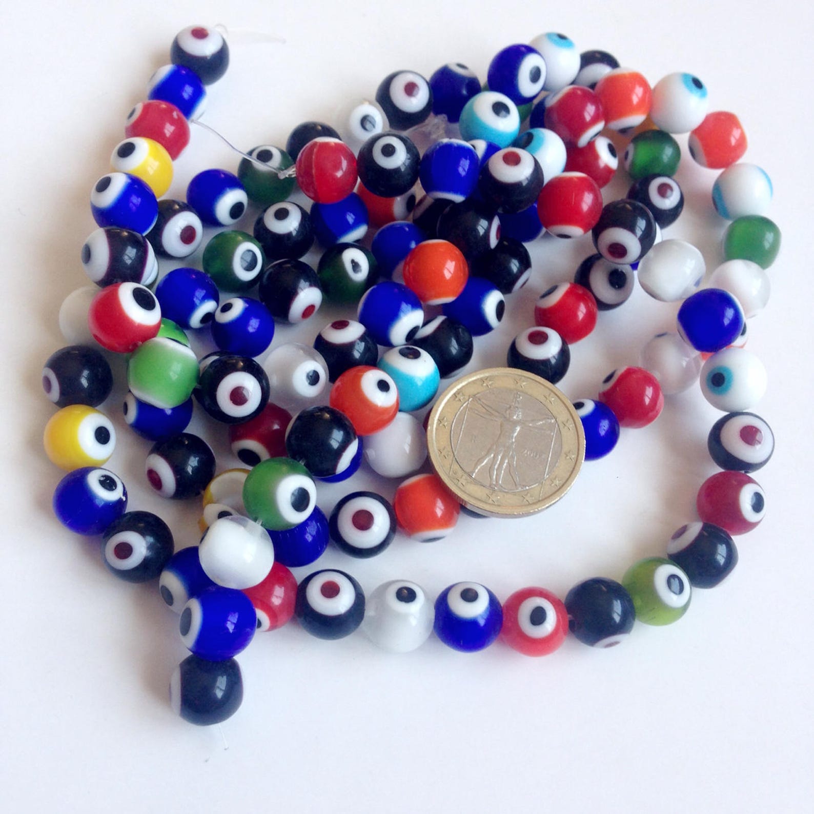 10mm glass evil eye lampwork beads turkish eye lampwork | Etsy