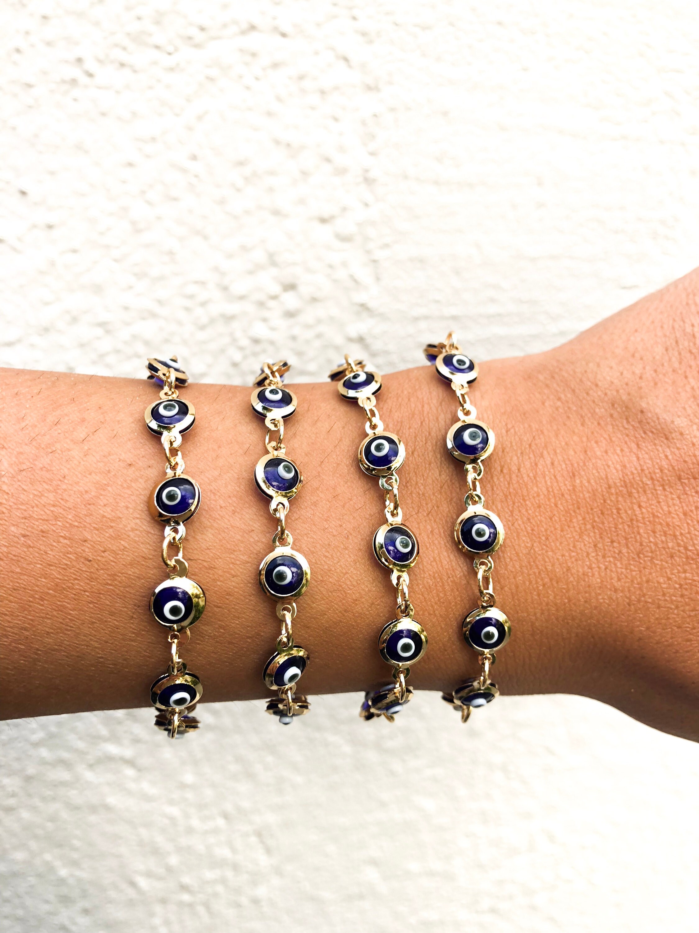 Evil Eye Bracelet Link Chain Evil Eye Bracelet Blue Evil Eye | Etsy