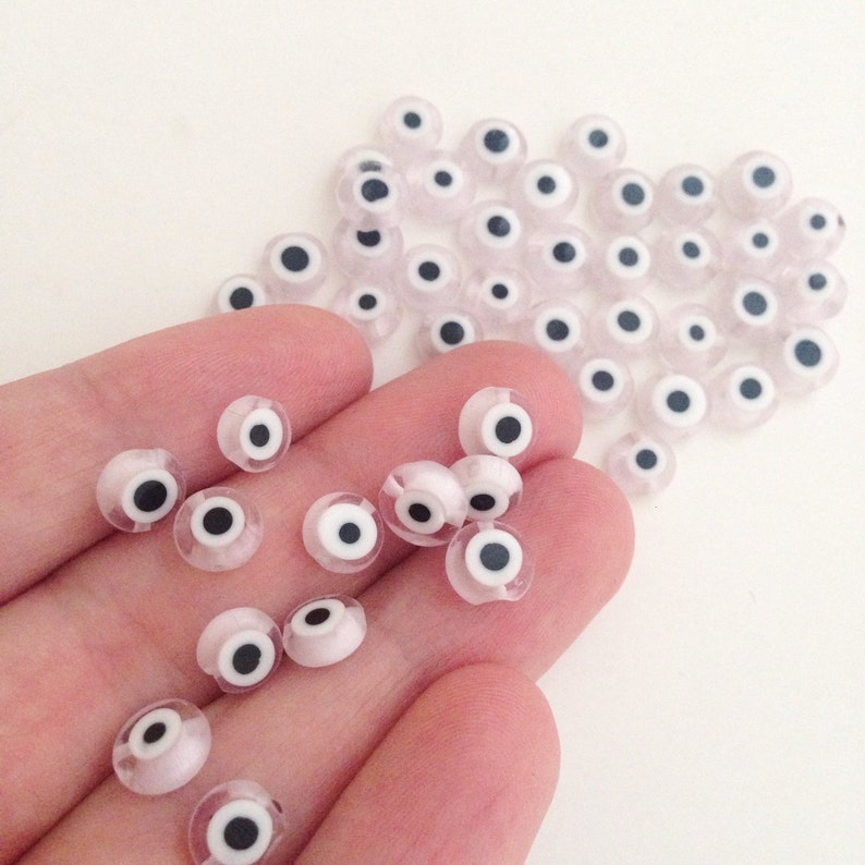 Rose Pink Evil Eye Beads Evil Eye Flat Beads 6mm Set of 55 | Etsy