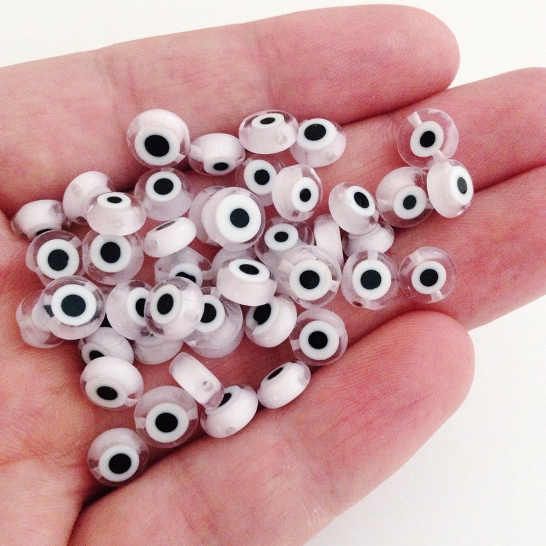 Rose Pink Evil Eye Beads Evil Eye Flat Beads 6mm Set of 55 | Etsy