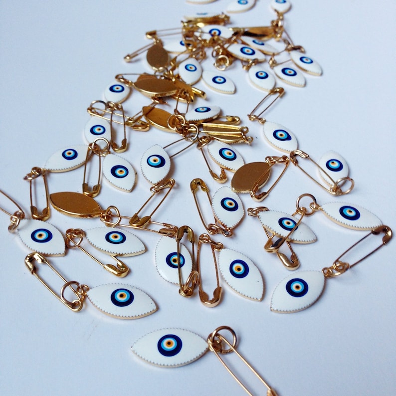 10pcs White Evil Eye Safety Pin Evil Eye Stroller Pin Gold - Etsy