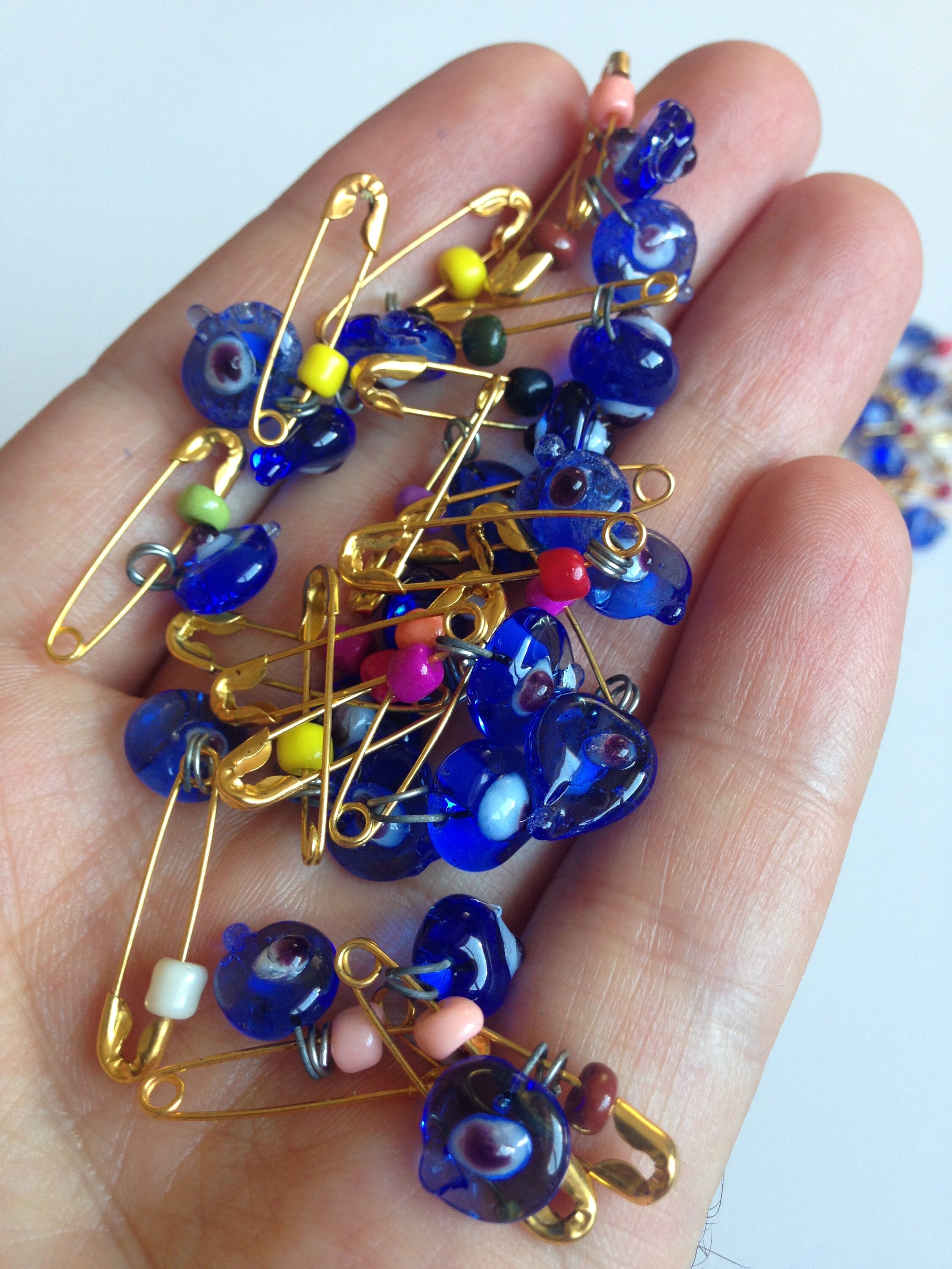 Glass Evil Eye Safety Pins Unique Wedding Favor Baby Shower - Etsy