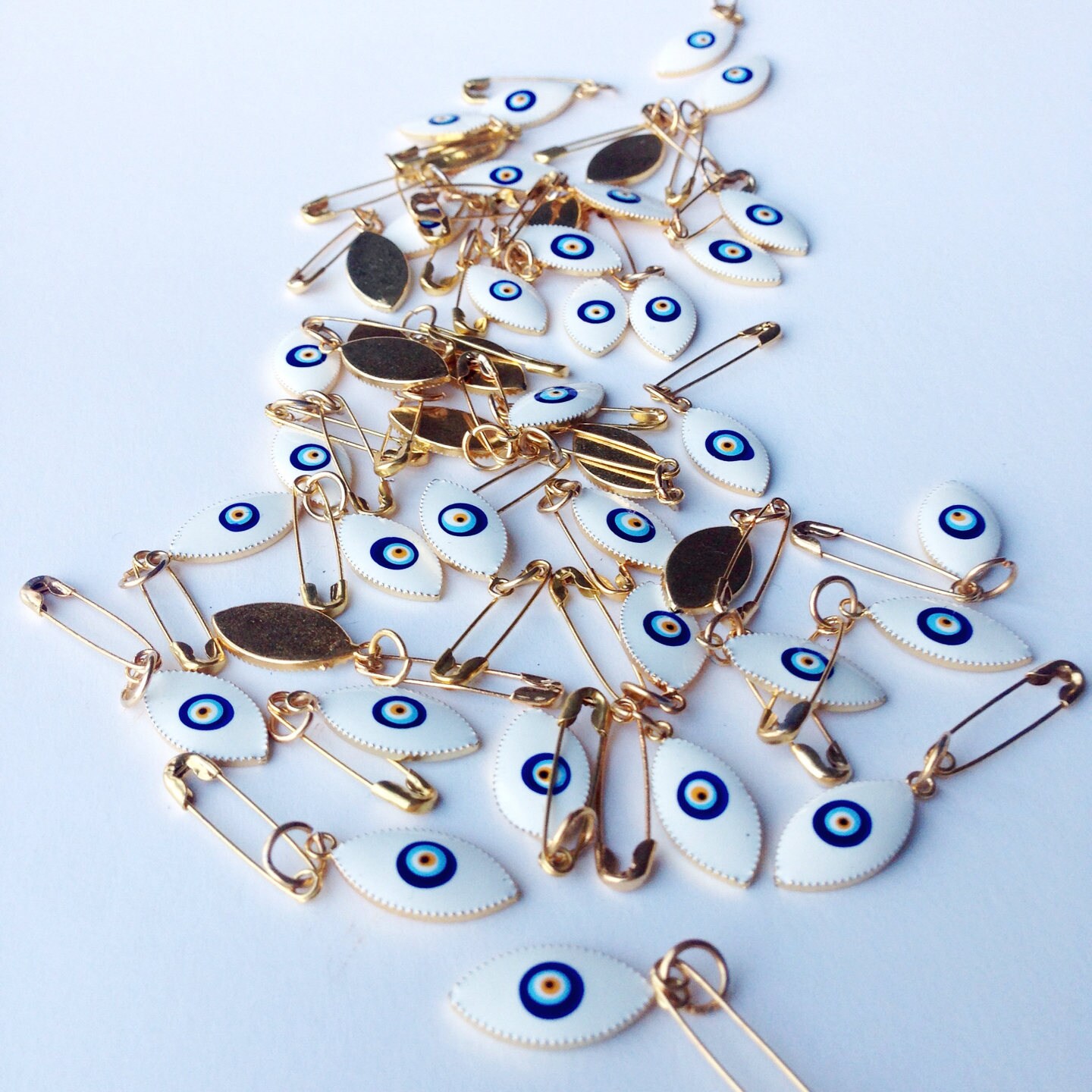 10pcs White Evil Eye Safety Pin Evil Eye Stroller Pin Gold - Etsy