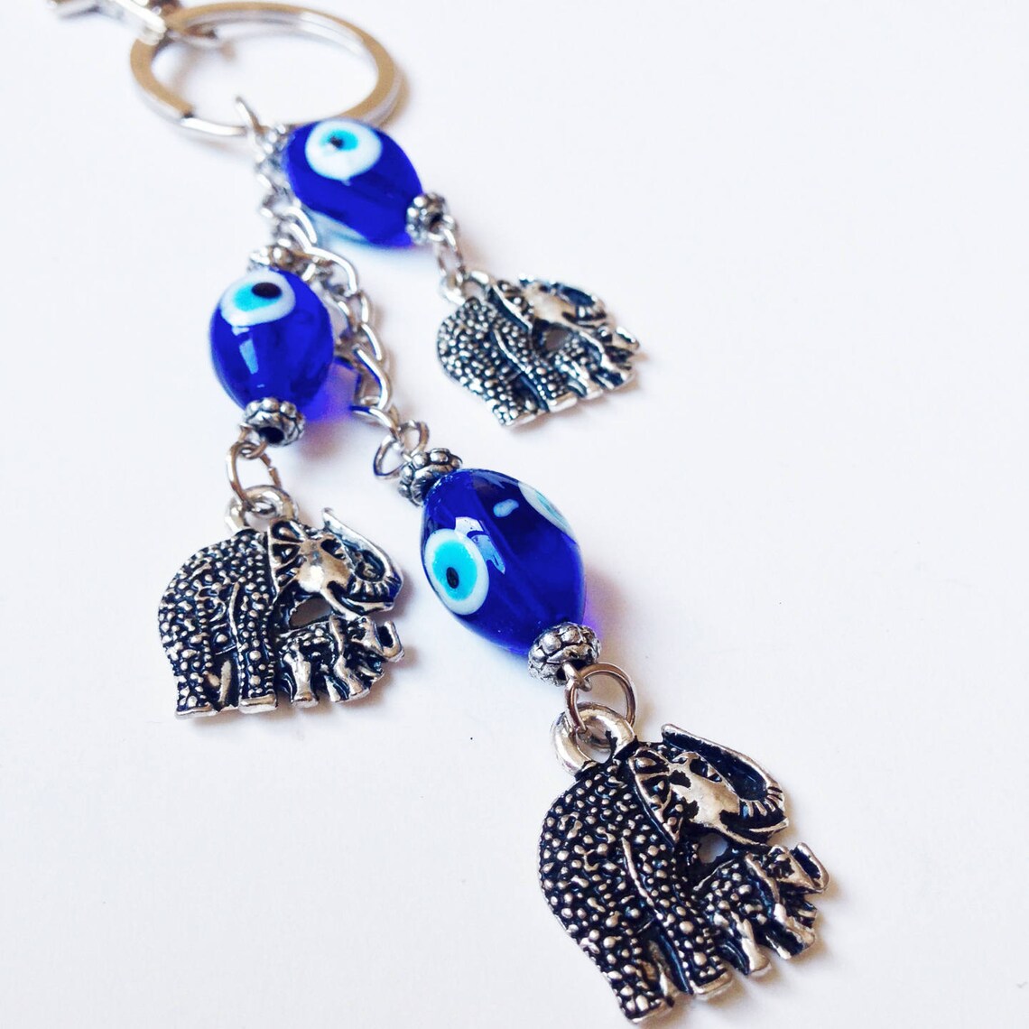 Lucky Evil Eye Beads Evil Eye Keychain Elephant Keychain | Etsy