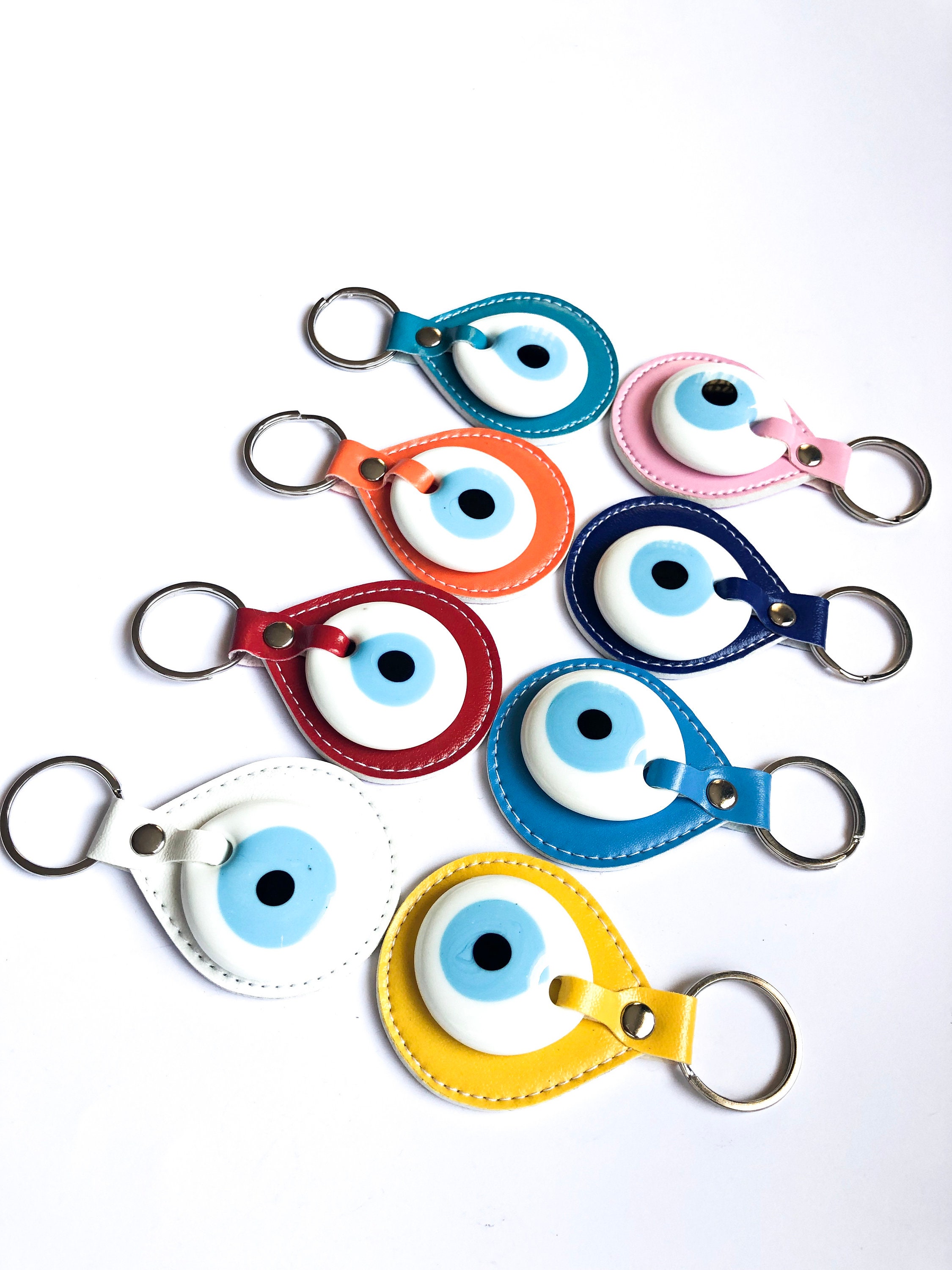 Evil Eye Keychain Leather Keychain for Women Colorful | Etsy