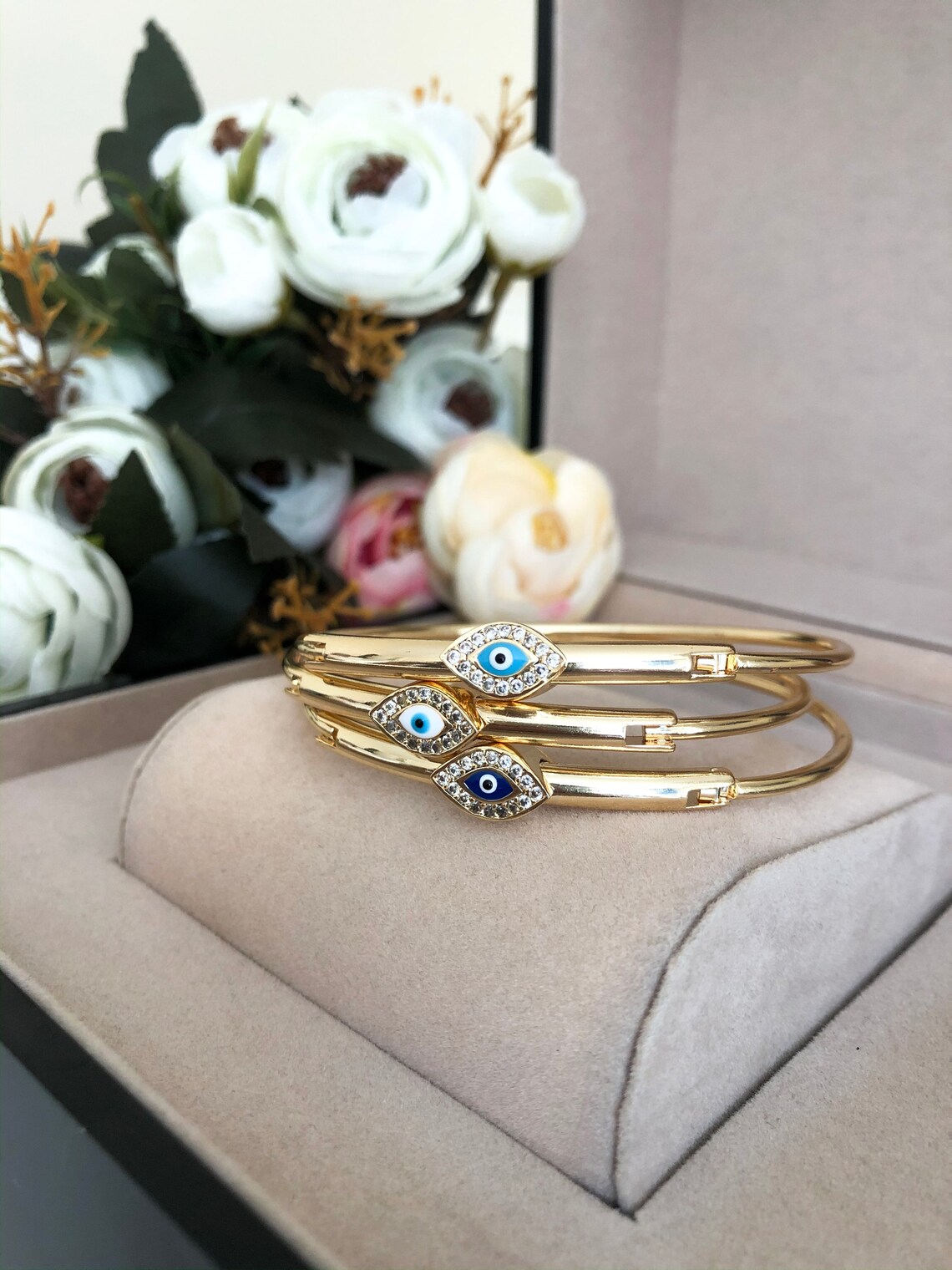 Evil eye bracelet bangle bracelet cuff bracelet blue evil | Etsy