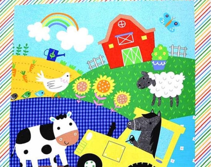 Moon Party Zoo Animals Nursery Quilt Panel Fabric Baby Quilt Panel Wall ...