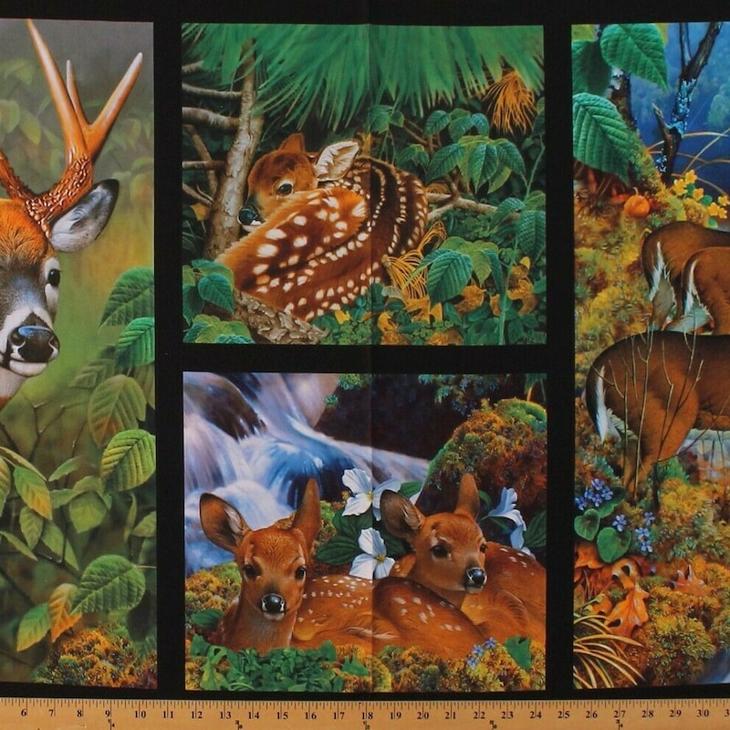 Deer Panel Fabric - Etsy