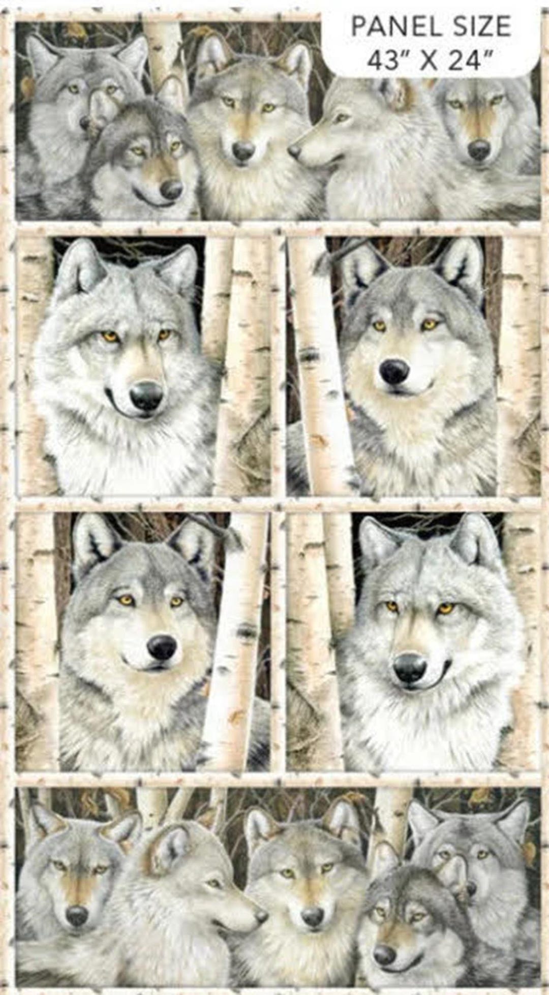 Gray Wolf Quilt Wallhanging Fabric Panel Quilting Crafting Gray Wolf ...