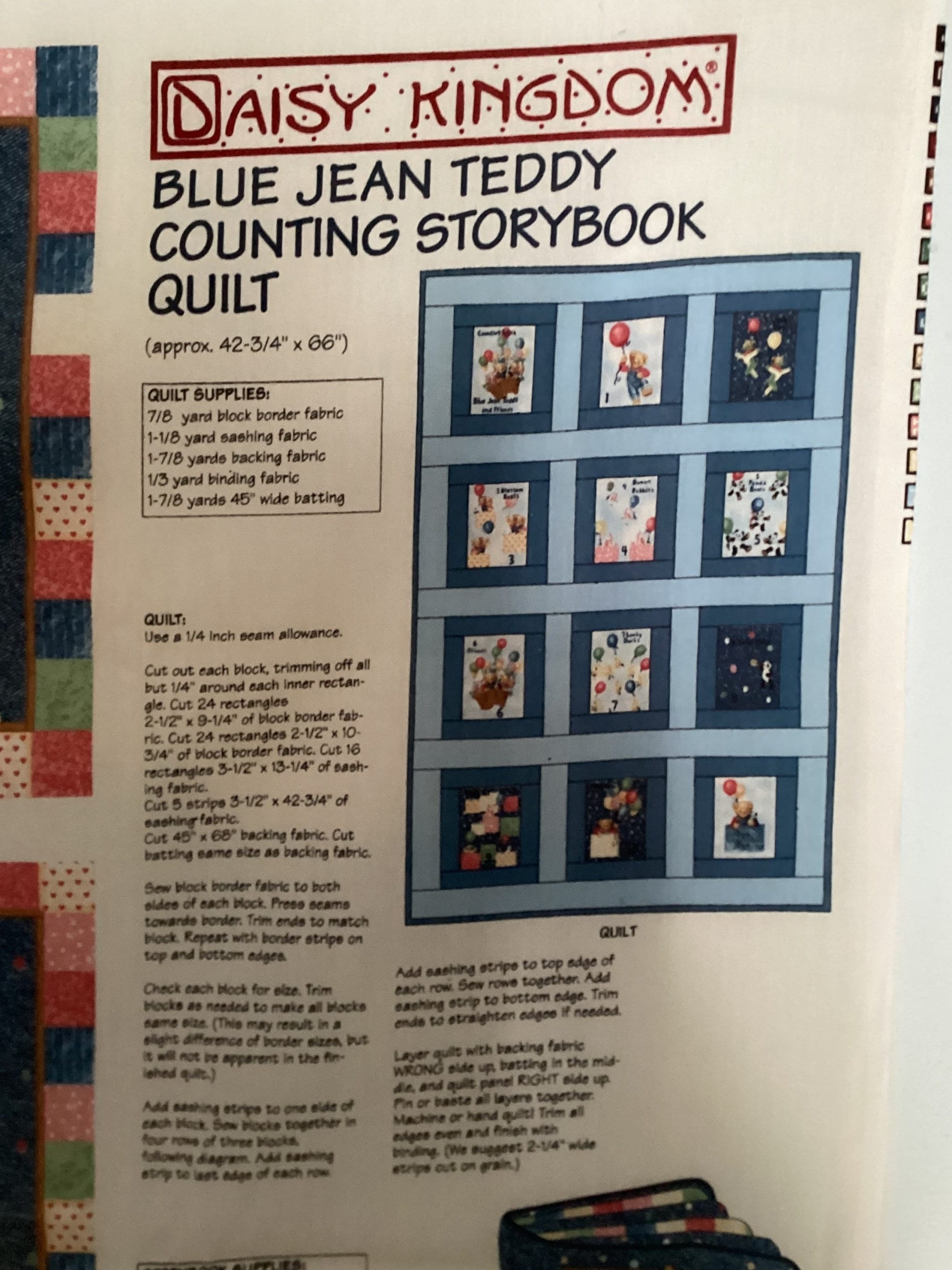 Counting With Blue Jean Teddy Balloon Ride Soft Book or Quilt Fabric ...
