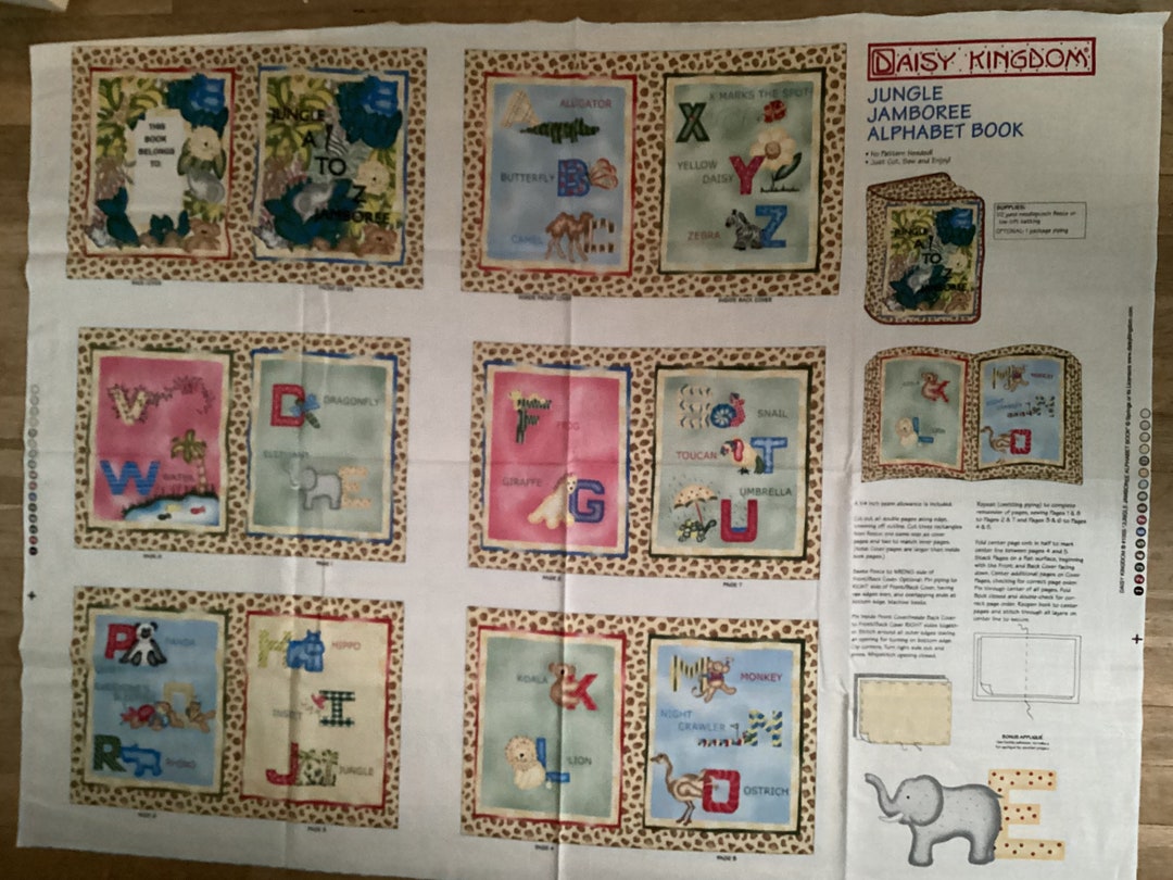 Jungle Jamboree Alphabet Soft Book Fabric Panel Storybook Learning ...