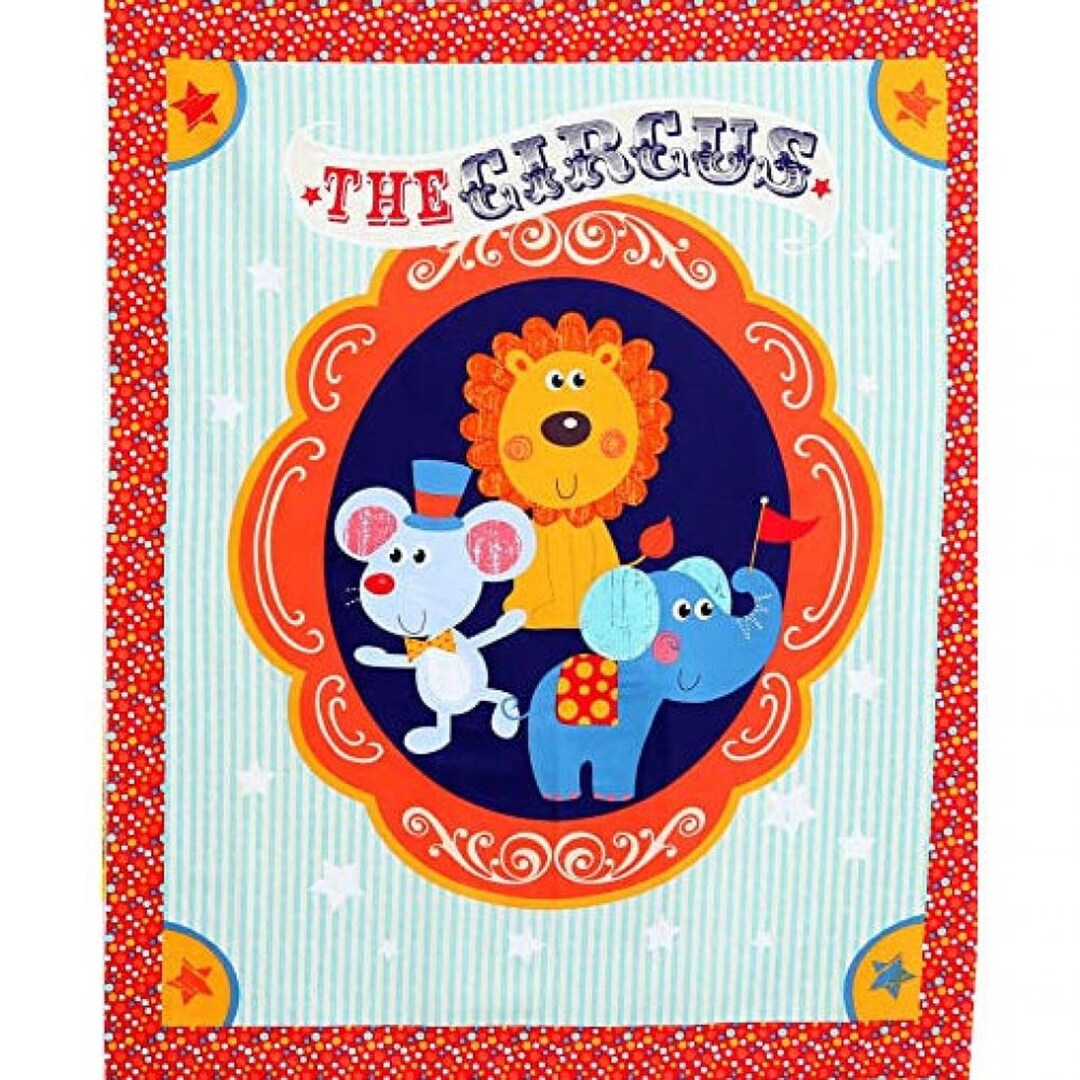 Circus Animals Nursery Quilt Panel Fabric Baby Quilt Panel by Princess ...