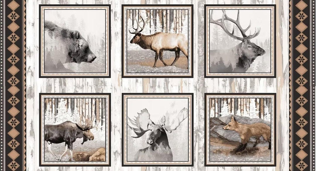 Woodland Whispers Panel Quilt Panel Multi-scene Blocks Animal Panel Elk ...
