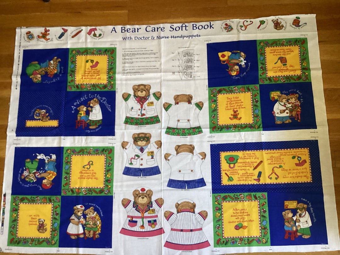 A Bear Care With Doctor and Nurse Hand Puppets Soft Book Fabric Panel ...