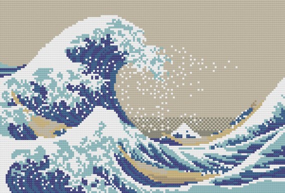 The Great Wave off Kanagawa Inspired Cross Stitch Pattern Sewing ...