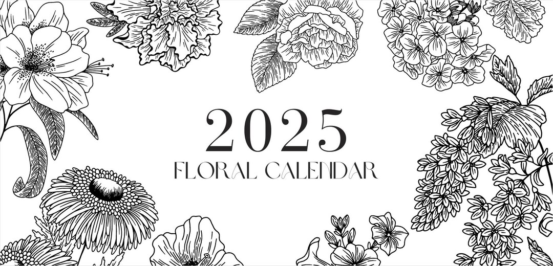 Printable 2025 Floral Monthly Calendar, Digital 2025 Floral Monthly ...