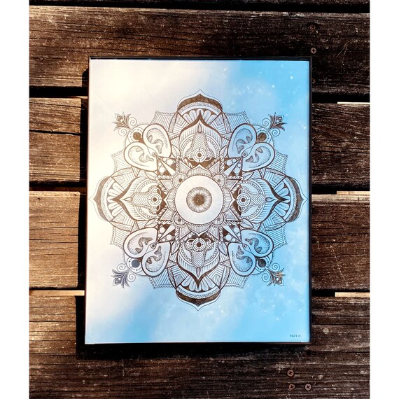 Pen & Ink framed ink drawing Mandala V 8.5x11in ORIGINAL ART Art ...