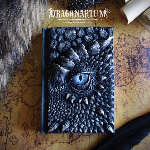 Dragon notebook. wood journal watercolor journal mens | Etsy