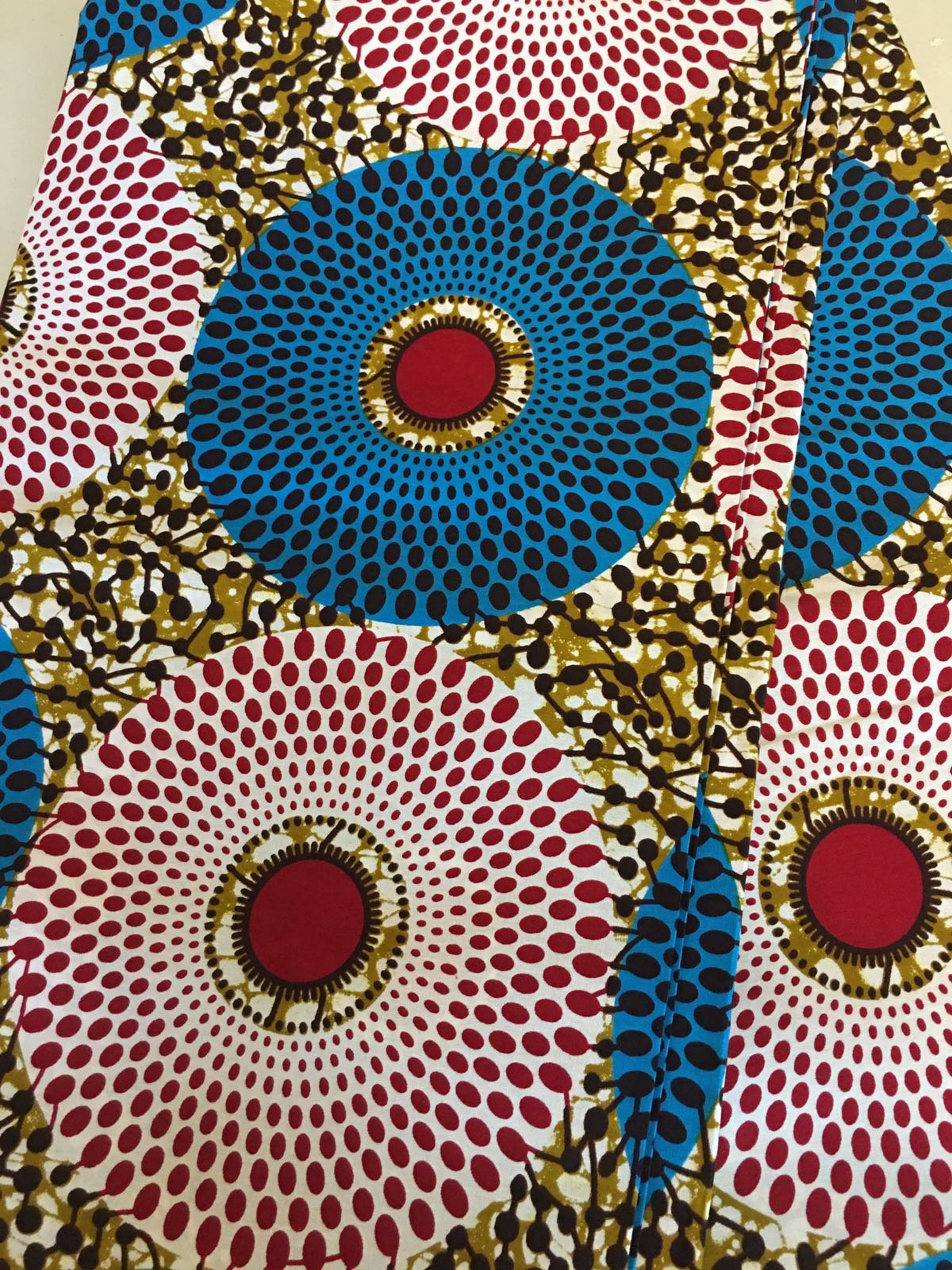 Circle Print Fabric Blue and Red Circle by the Yard /supreme - Etsy