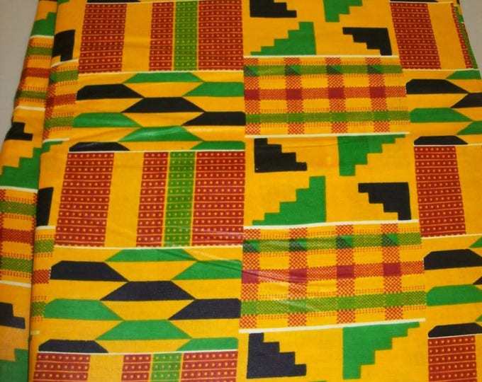 6 Yards Wholesale Multi Colors Kente Print in Orange, Green and Black ...