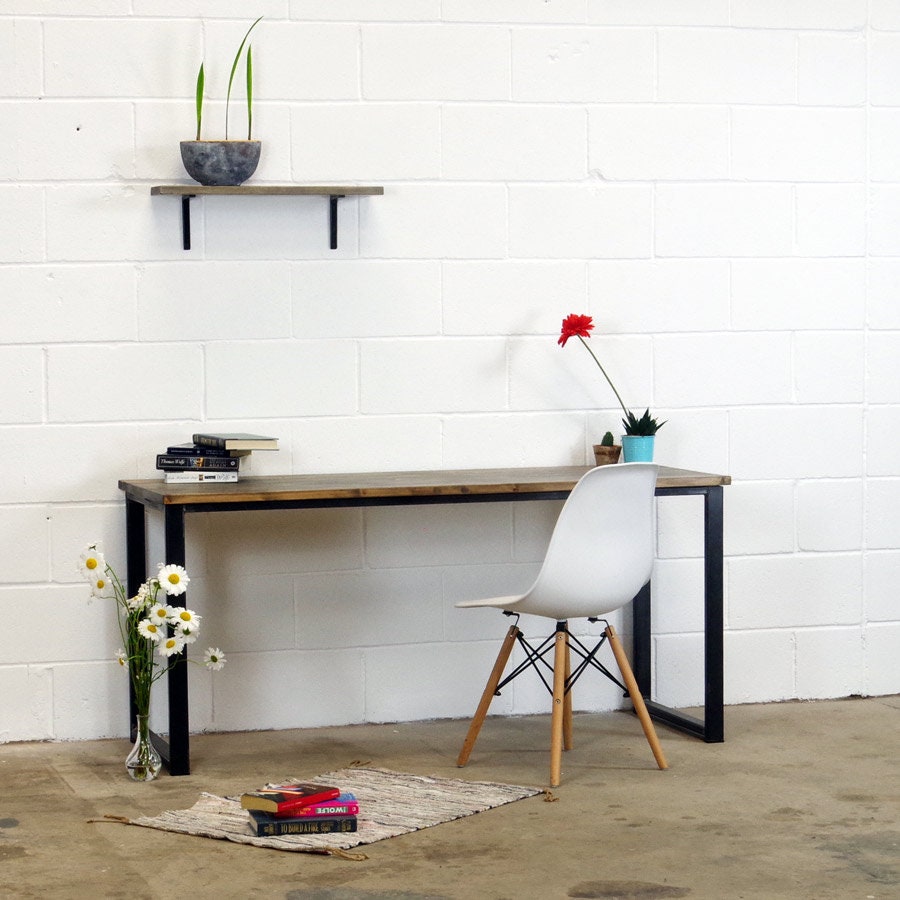 Solid Wood Office Desk Absalom Classics wood and Metal. - Etsy UK
