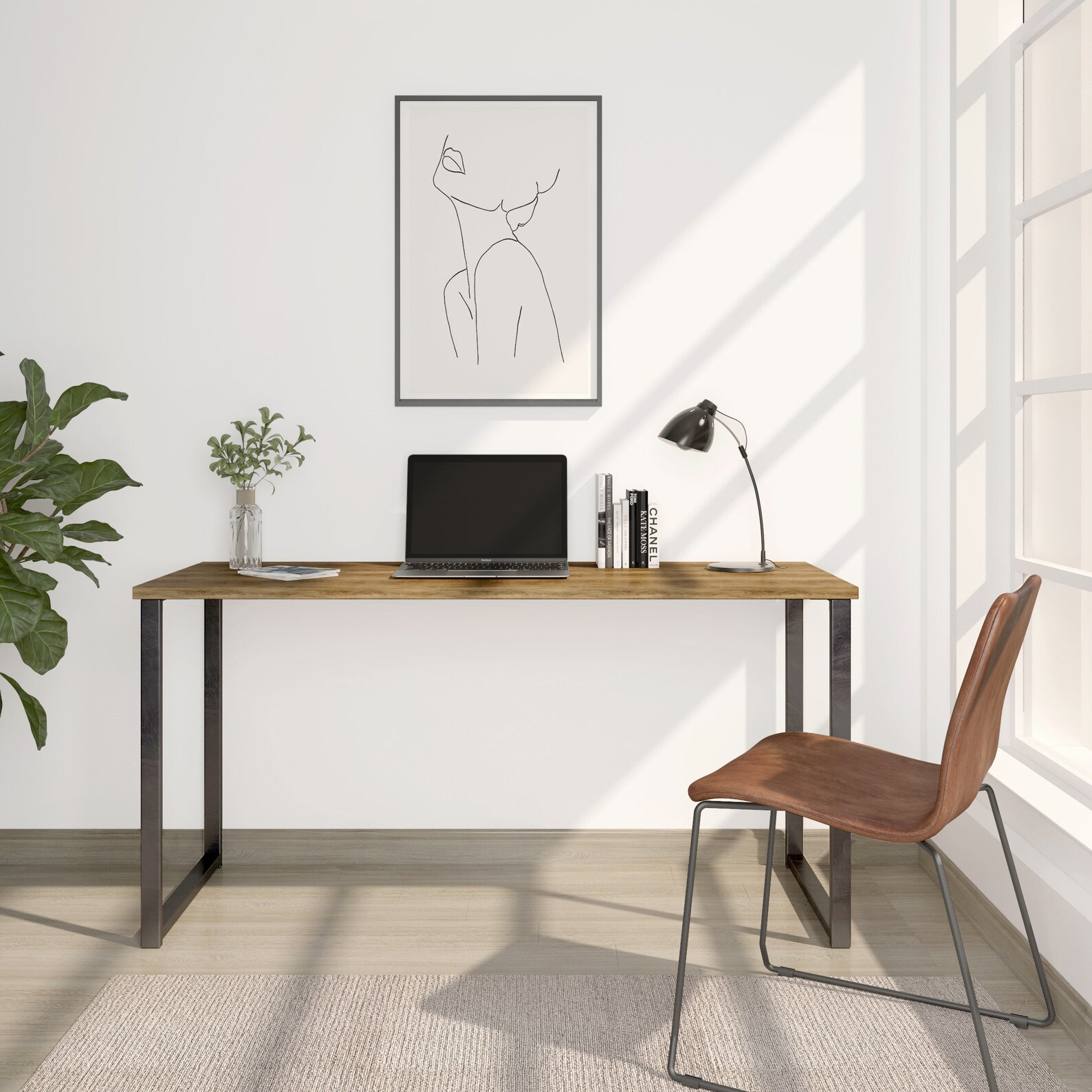Home Office Desk Solid Wood Desktop Minimalist Design. - Etsy UK