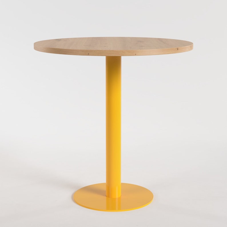 Solid Oak Cafe Table, Zinc Yellow Frame - Etsy