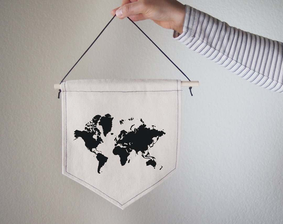 Hanging Canvas Wall Banner-world Map, Canvas,wall Art,home Decor,office ...