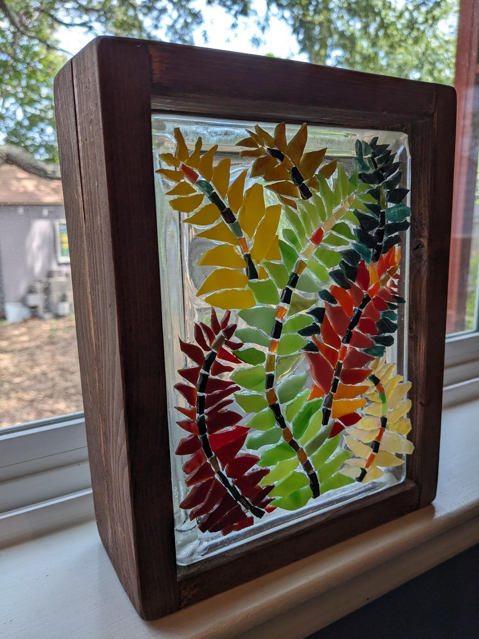 Mosaic Fern Leaves, Glass Block, Framed - Etsy