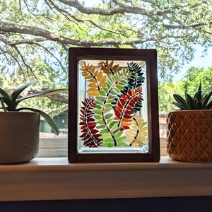 Mosaic Fern Leaves, Glass Block, Framed - Etsy