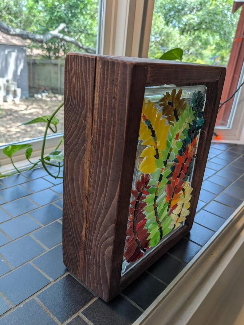 Mosaic Fern Leaves, Glass Block, Framed - Etsy