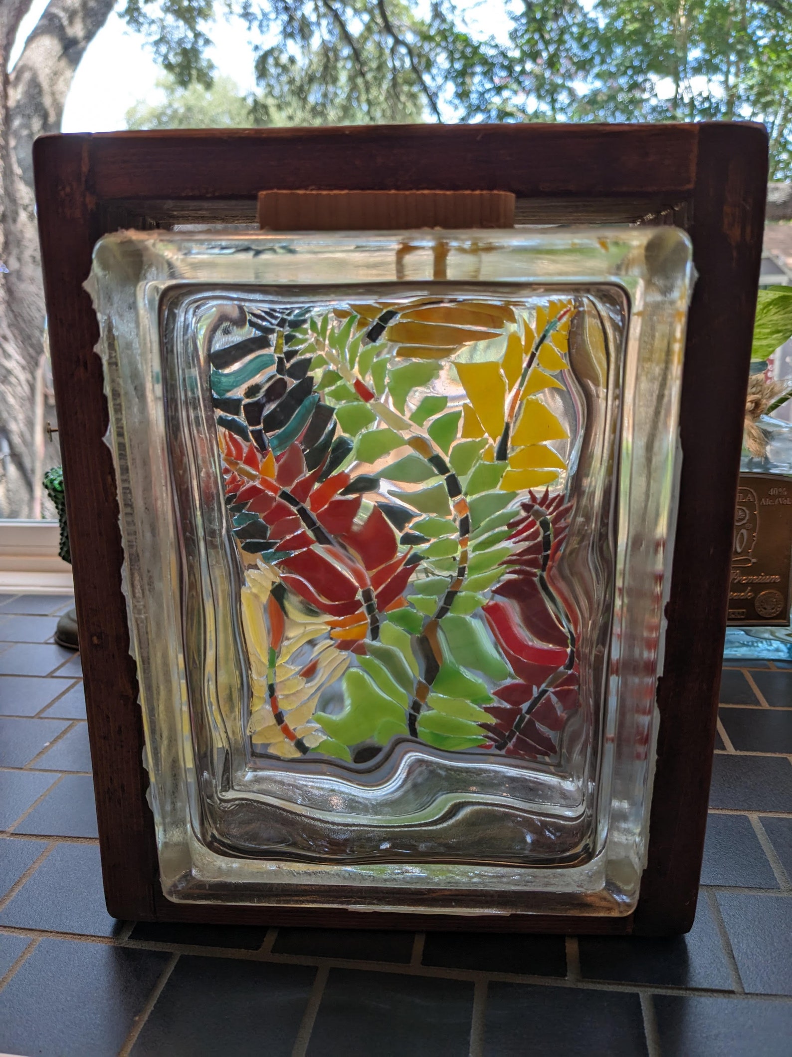 Mosaic Fern Leaves, Glass Block, Framed - Etsy