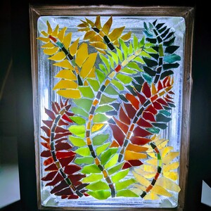 Mosaic Fern Leaves, Glass Block, Framed - Etsy