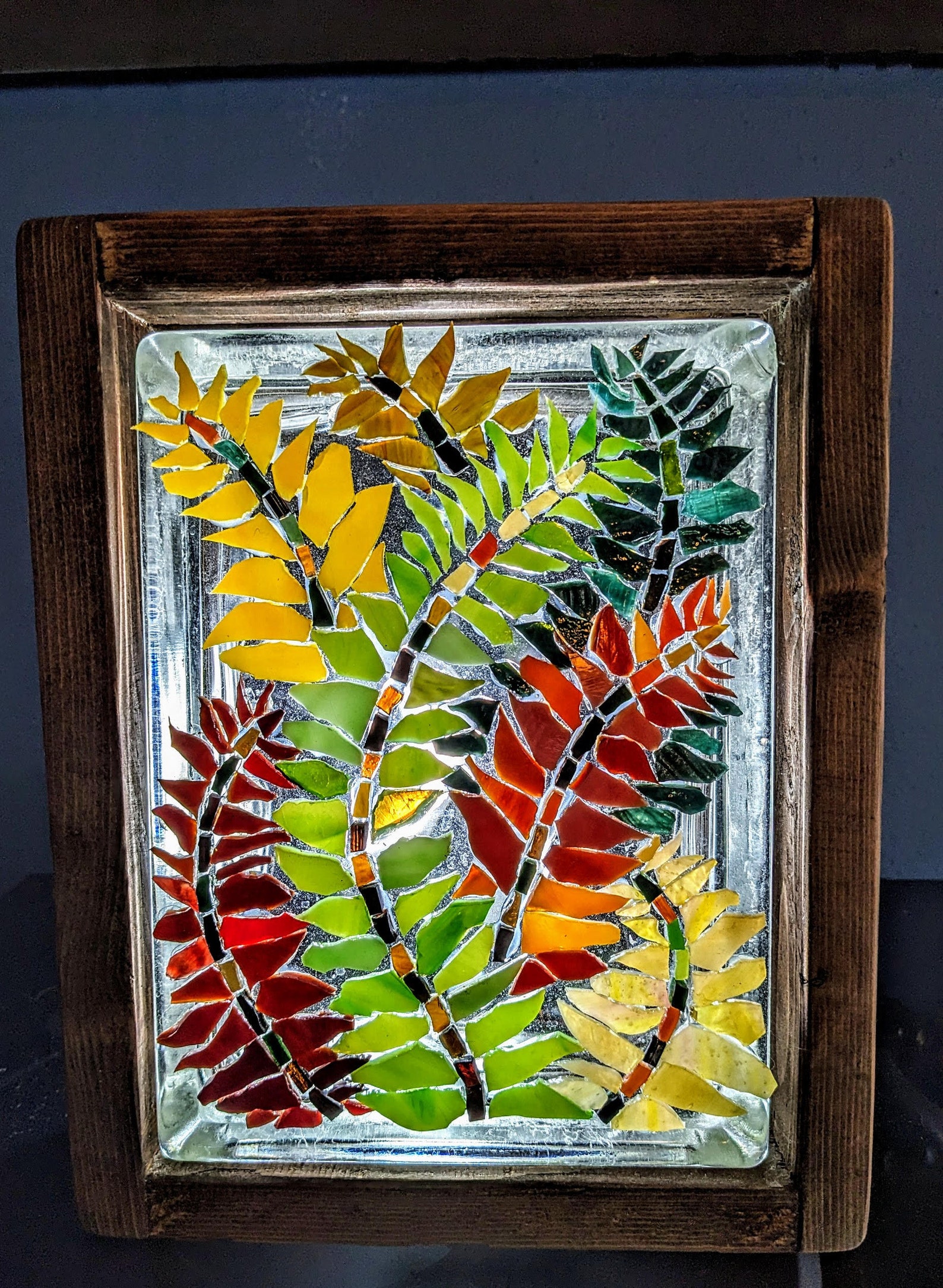 Mosaic Fern Leaves, Glass Block, Framed - Etsy