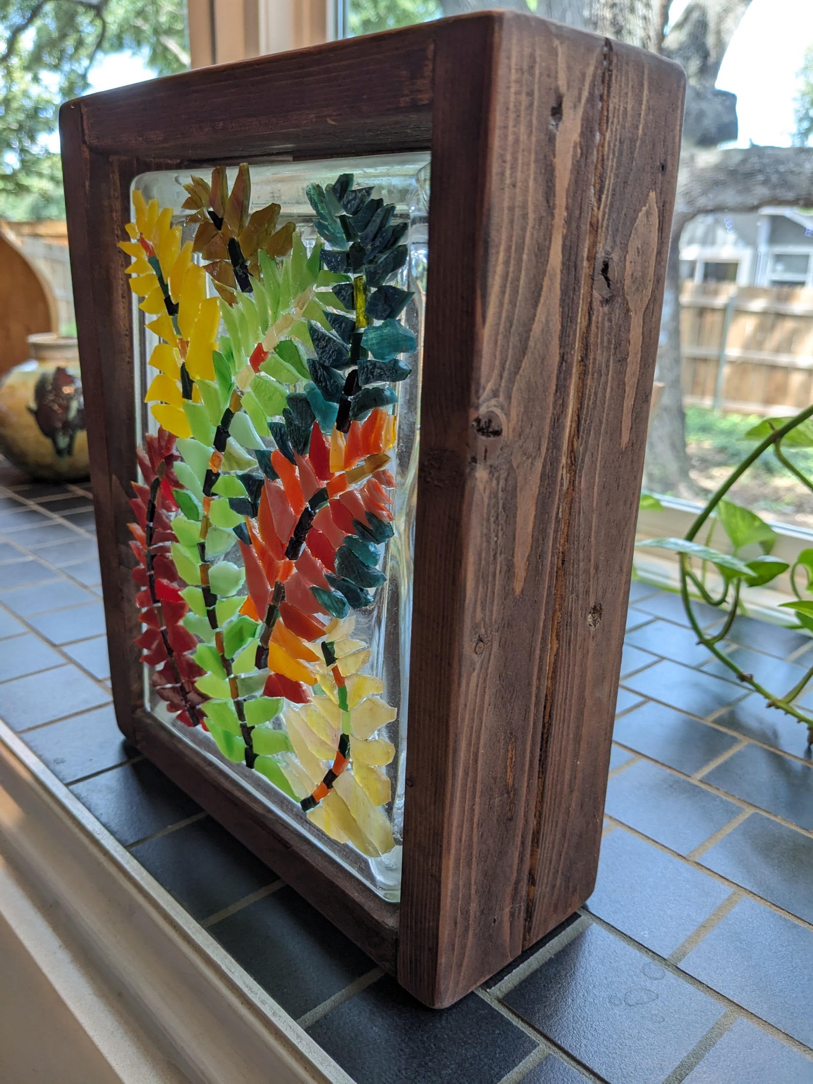 Mosaic Fern Leaves, Glass Block, Framed - Etsy