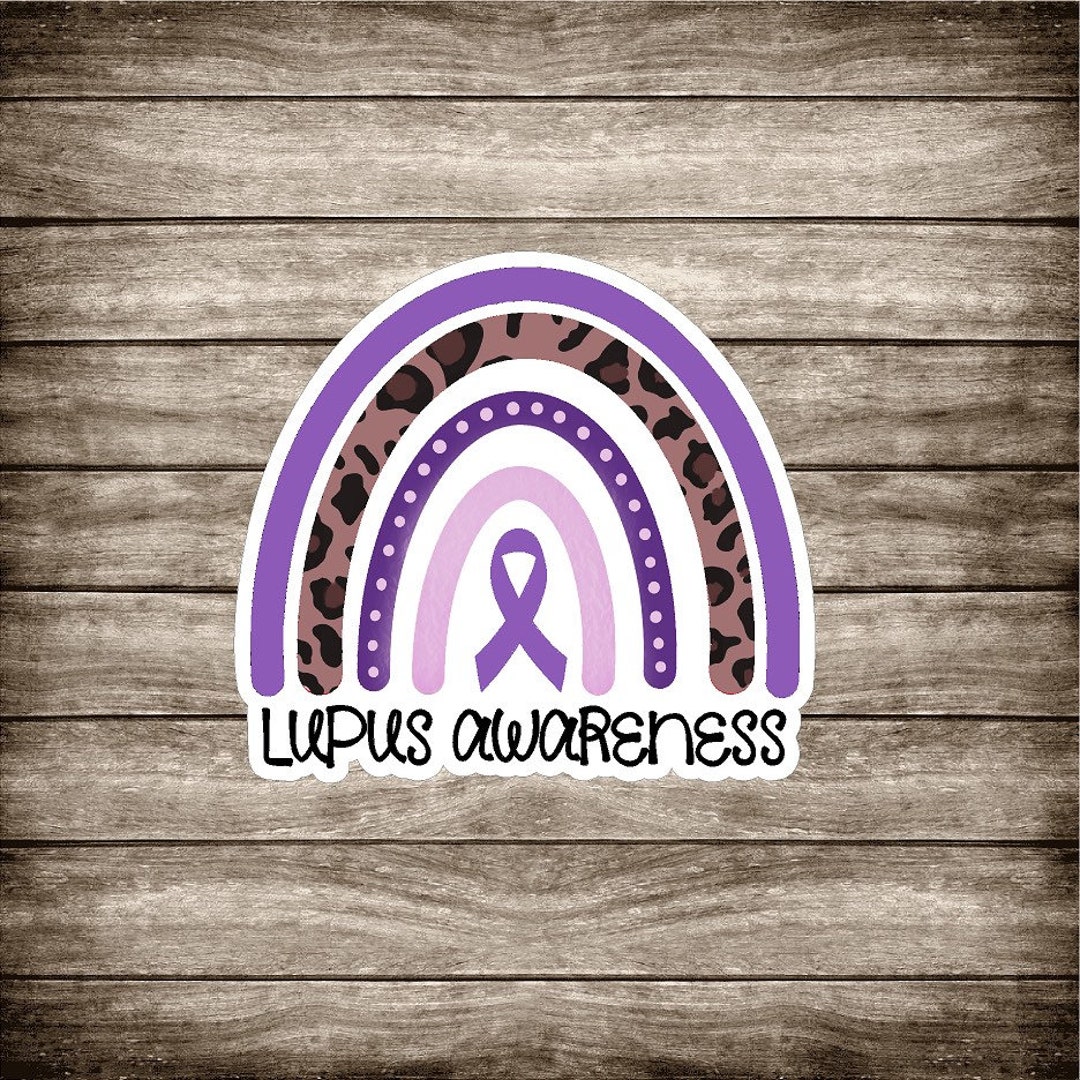 Sticker Decal Lupus Warrior Hand Drawn Cheetah Purple Rainbow, Lupus ...