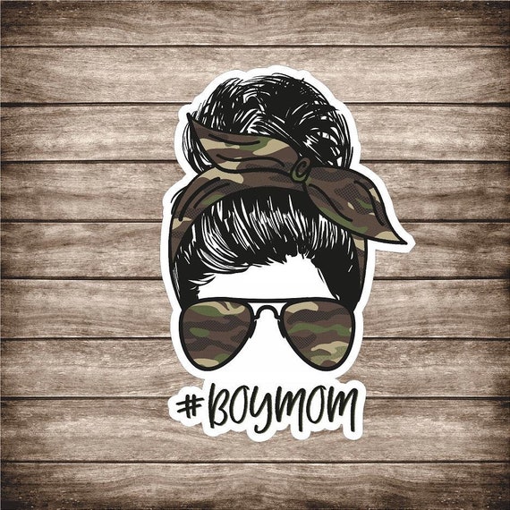 Sticker Decal Messy Bun BOY MOM CAMO Christmas Buffalo | Etsy