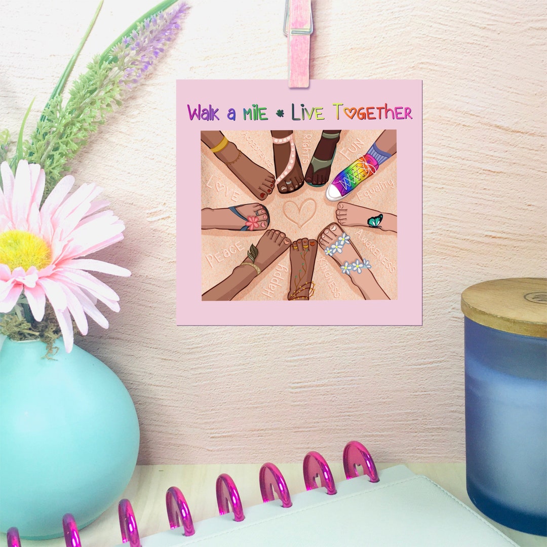 Equality Inclusivity Art Print: Illustrated Hope & Love (4x4 Inches) - Etsy