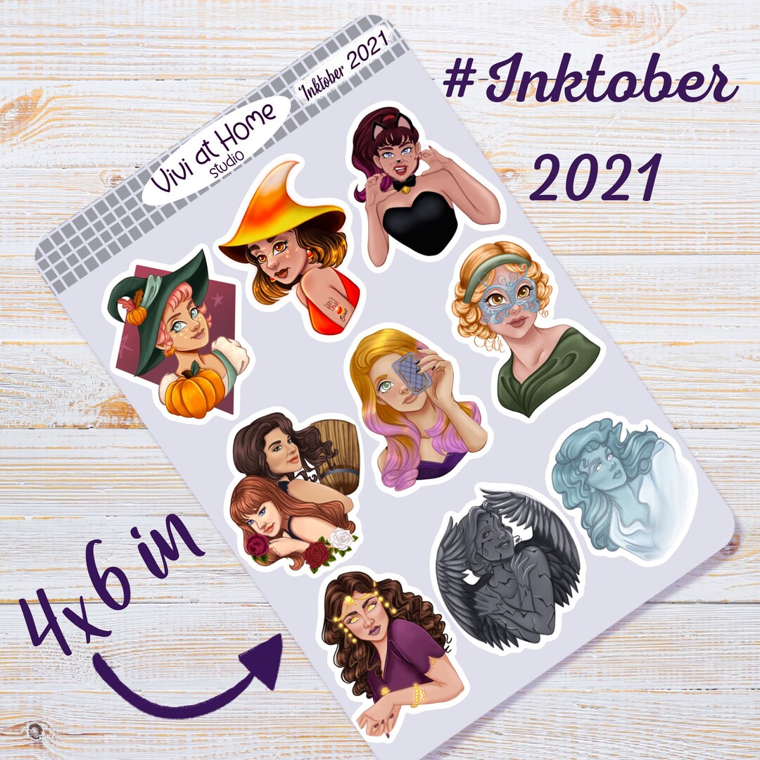 Inktober 2021 ~ Sticker Sheet, Bullet Journal Stickers - Planner ...