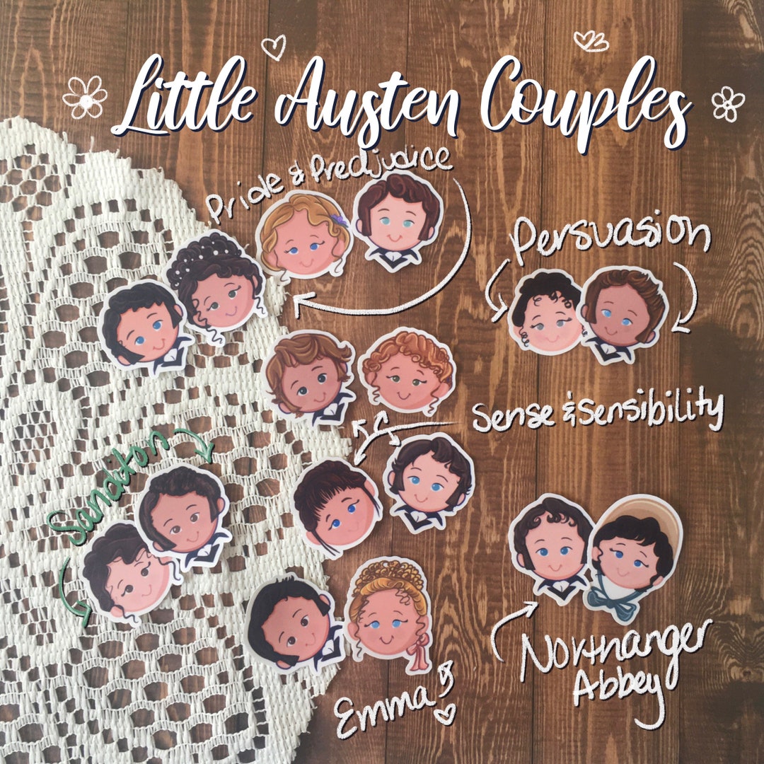 Jane Austen Couples, Kawaii Die Cut Stickers, Die Cut Sticker, Bookish ...