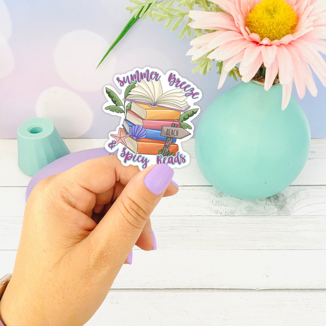 Summer Breeze and Spicy Reads Book Stack, Die Cut Sticker, Bookish ...