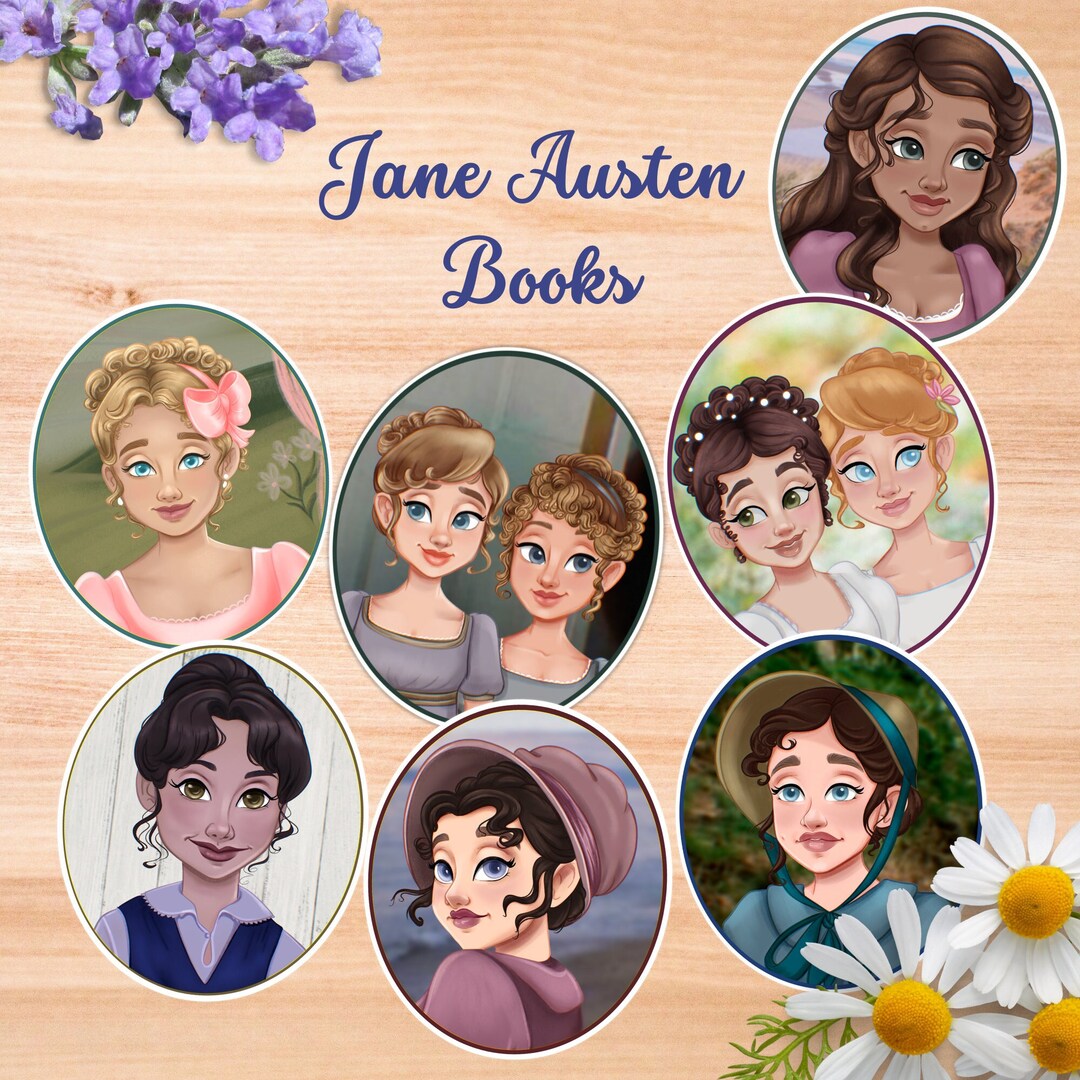 Jane Austen Novel Stickers, Bookish Reader Gifts, Novel Inspired Matte ...