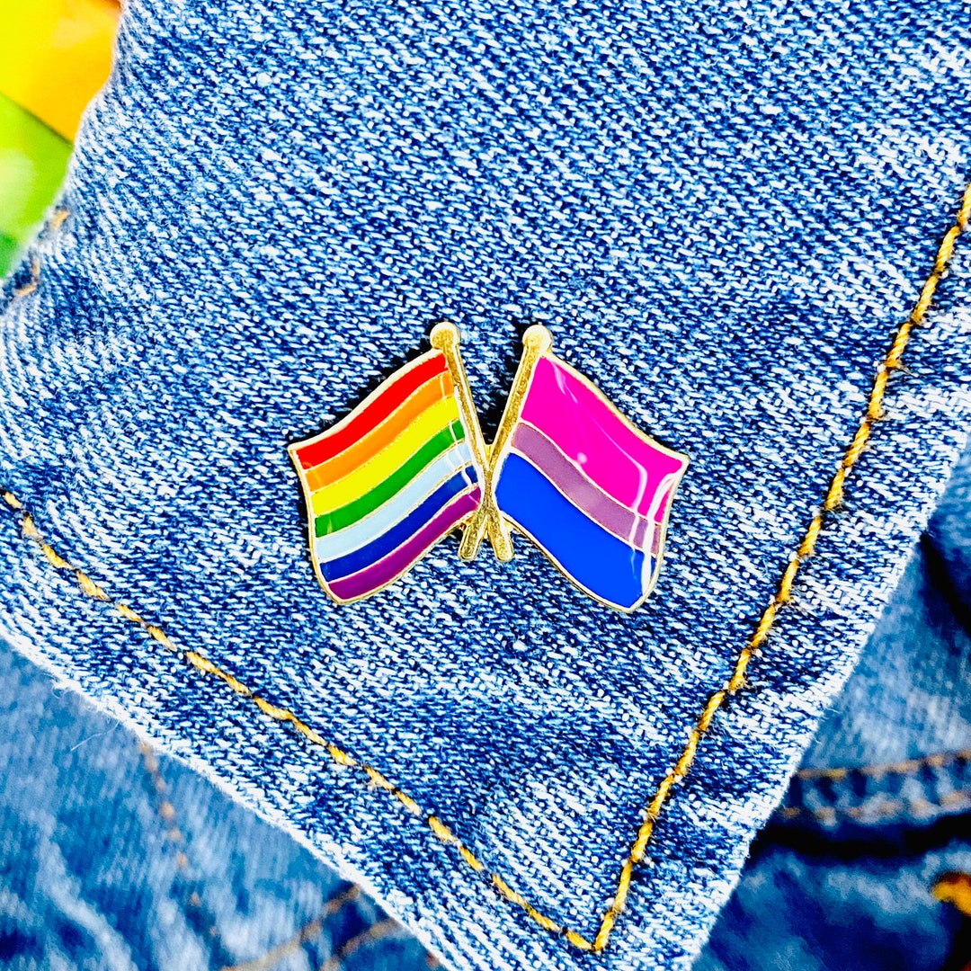 Bi Bisexual Pride Pin, Bi Bisexual Flag Pin, Subtle Pride Apparel, LGBT ...